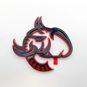 Black on Red Elephant Head Fender Left/right Side Badge 3D Emblems ...