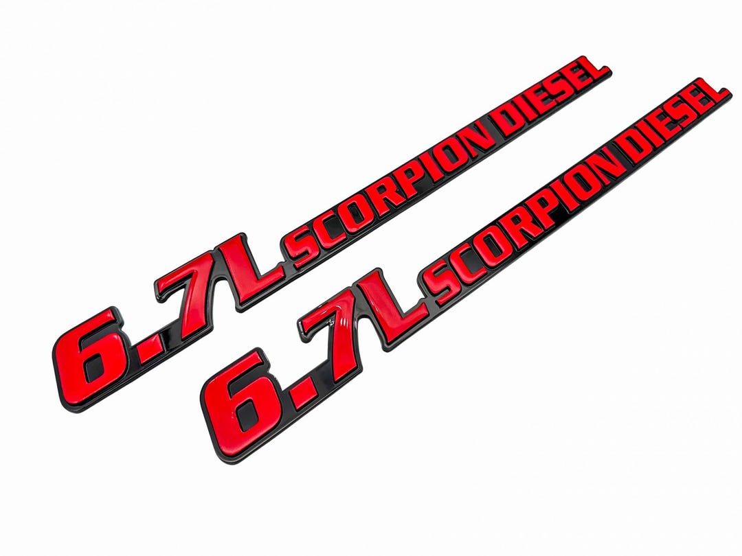 2PC Gloss Red Powerstroke Diesel 6.7 Scorpion Diesel Fender Badges – 3D ...