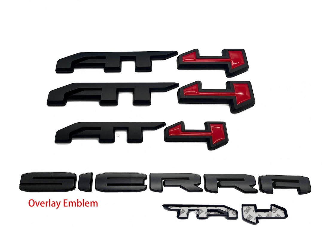 NEW Overlay Red Black AT4 Overlay Emblem Sierra Fit 2019-2025 GMC ...