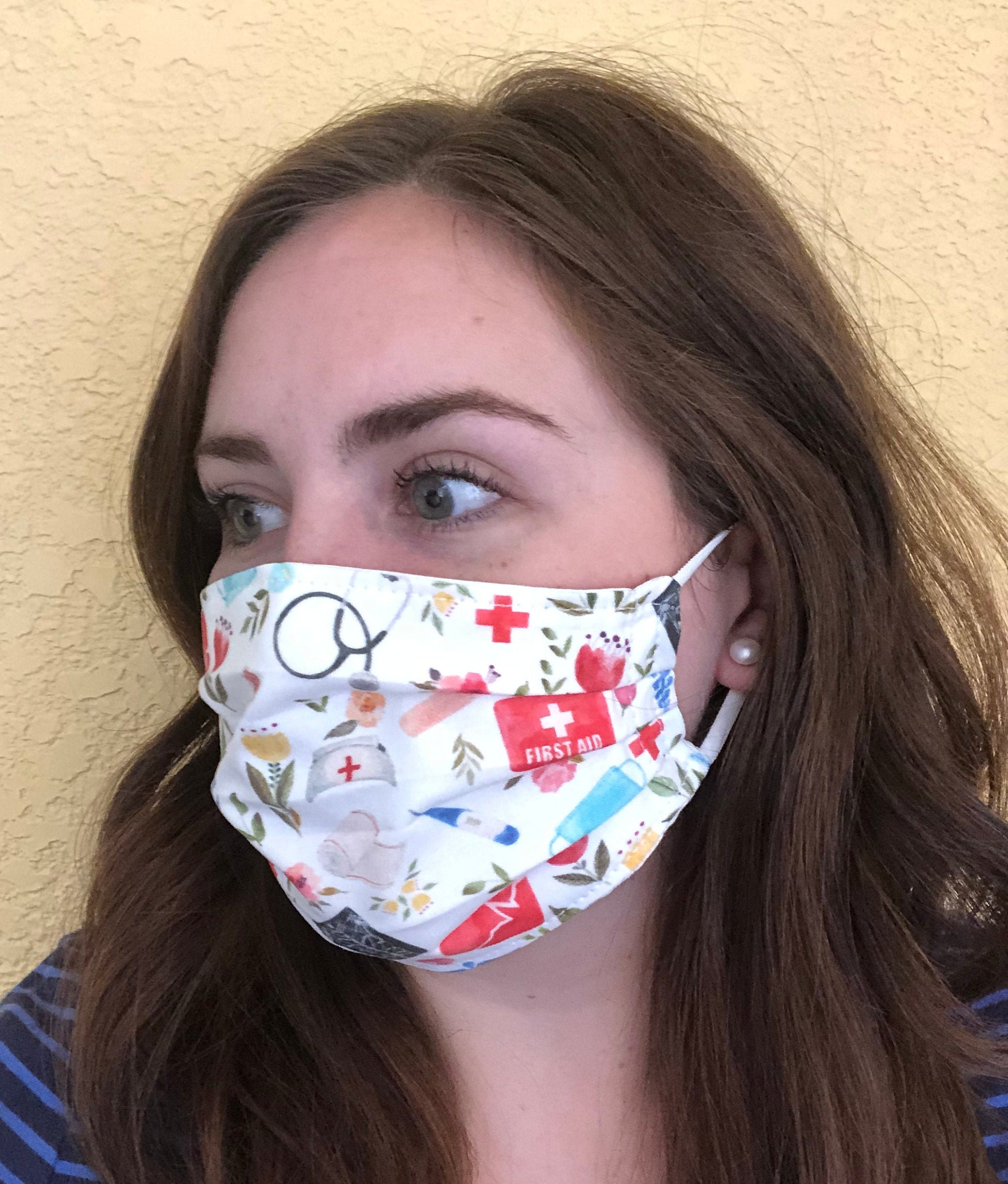Doctor or Nurse Fabric Face Mask Cotton Handmade. Nose Wire | Etsy
