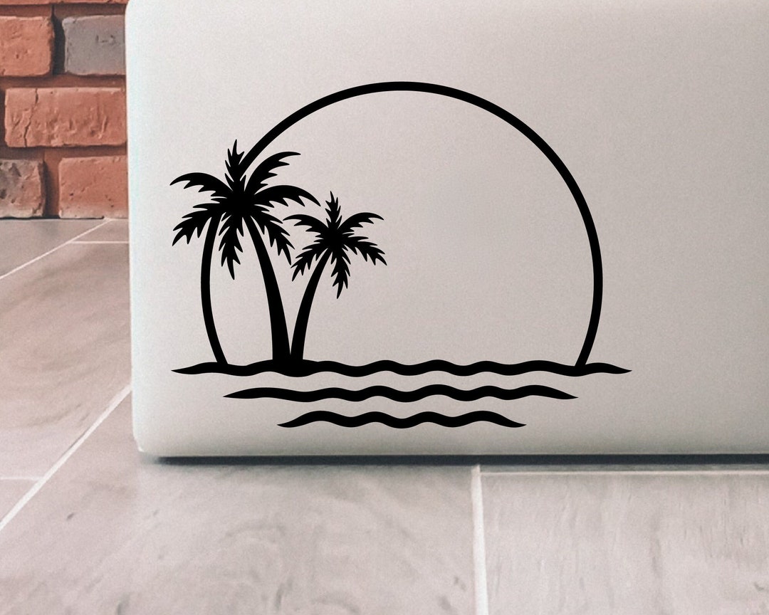 Palm Tree Sunset Decal, Tropical Decal, Sunset Decal, Island Decal, Car ...
