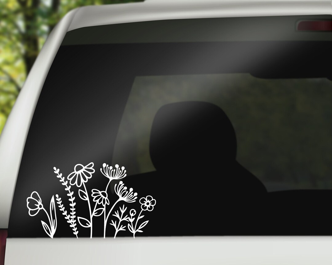 Wildflowers Decal, Floral Decal, Boho Car Decal, Wildflower Car Sticker ...