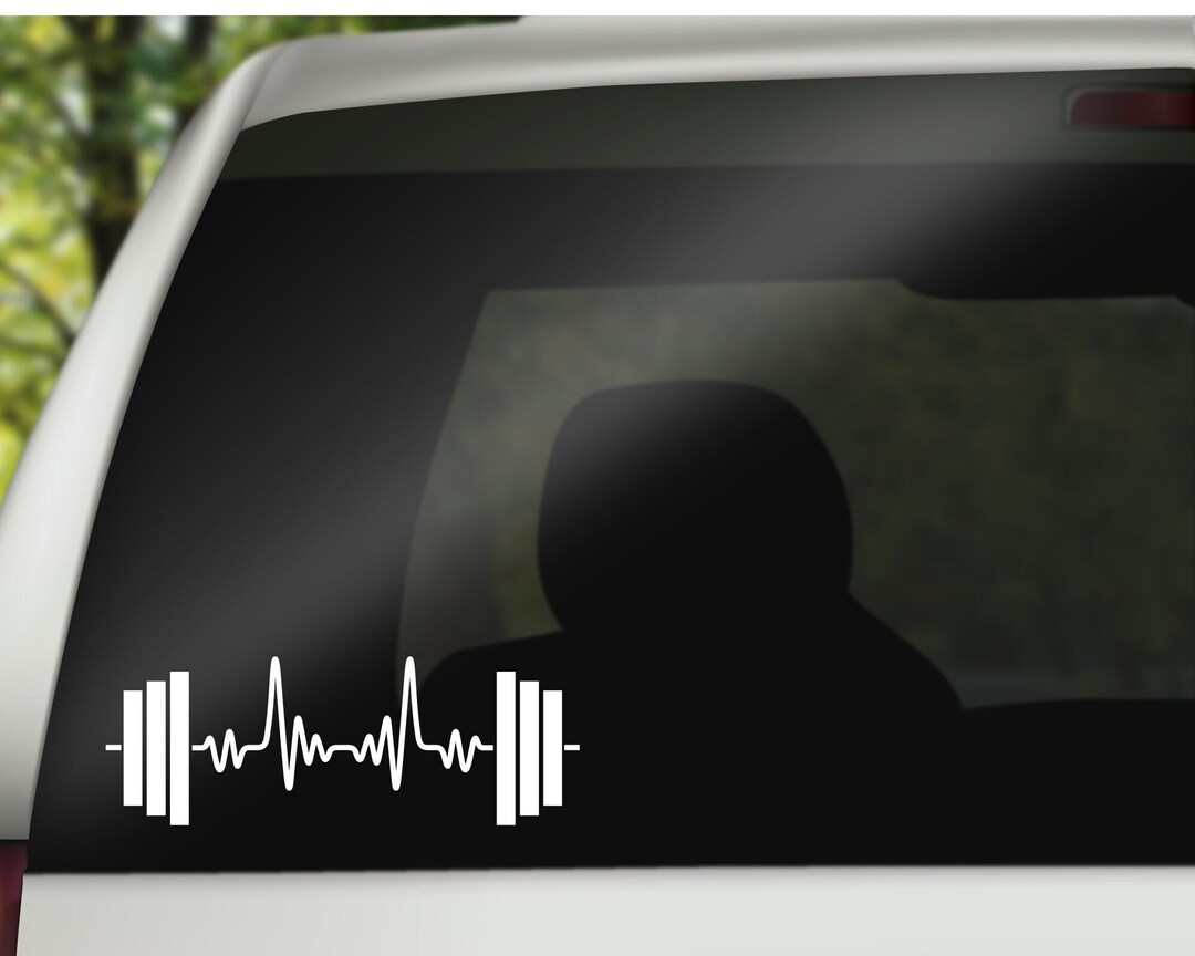 Heartbeat Barbell Decal, Barbell Decal, Powerlifting Decal ...