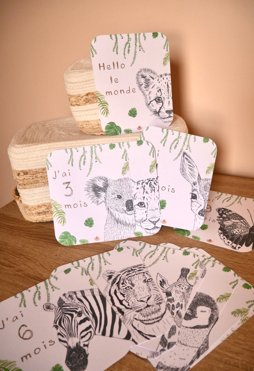 Jungle Stage Cards , Baby Stage Cards , Birth Card , Handmade Card ...