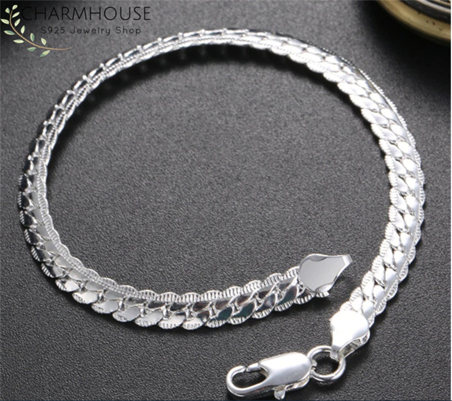 Pure 925 Silver Bracelets for Men Women 5mm Snake Chain Bracelet ...