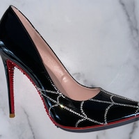 Spider Web Goth Personalized Crystal Red Bottom Heels, Pumps ...