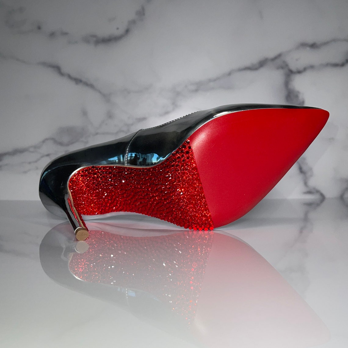 Silver Chrome Crystal Red Bottoms, Stiletto High Heel Pumps | Fashion ...