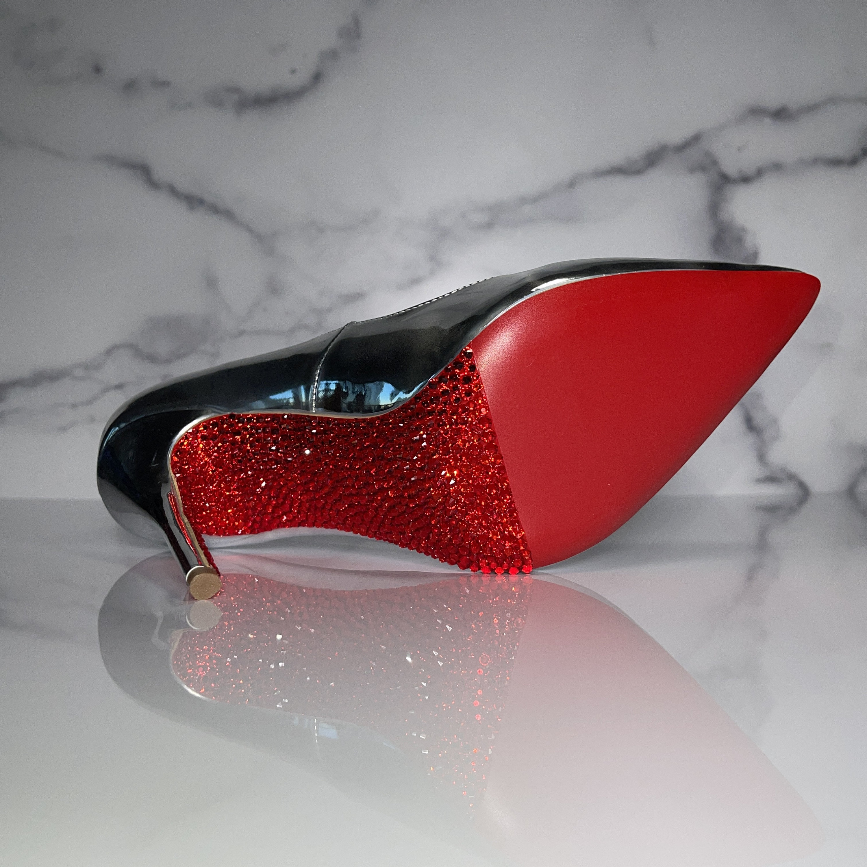 Silver Chrome Crystal Red Bottoms, Stiletto High Heel Pumps | Fashion ...