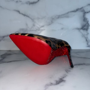 Leopard Heels With Crystal Bling Red Bottoms, Stiletto High Heel Pumps ...