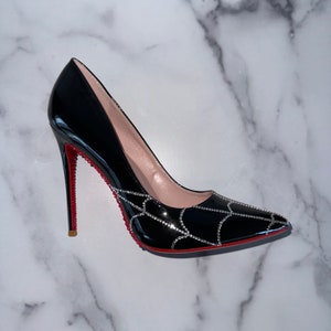 Spider Web Goth Personalized Crystal Red Bottom Heels, Pumps ...