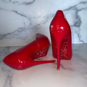 Red Shoes With Crystal Red Bottoms, Stiletto High Heel Pumps | Fashion ...