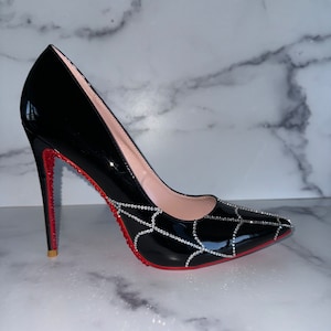 Spider Web Goth Personalized Crystal Red Bottom Heels, Pumps ...