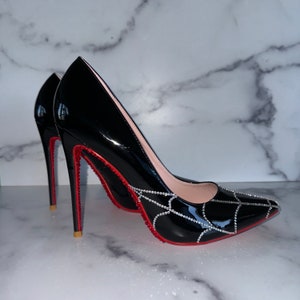 Spider Web Goth Personalized Crystal Red Bottom Heels, Pumps ...