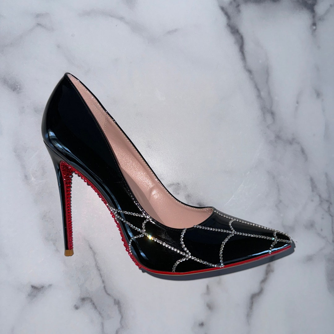Spider Web Goth Personalized Crystal Red Bottom Heels, Pumps ...