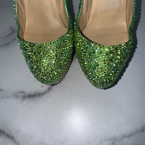 Peridot Green Crystal Red Bottom High Heel Stiletto Pumps Authentic ...