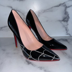 Spider Web Goth Personalized Crystal Red Bottom Heels, Pumps ...