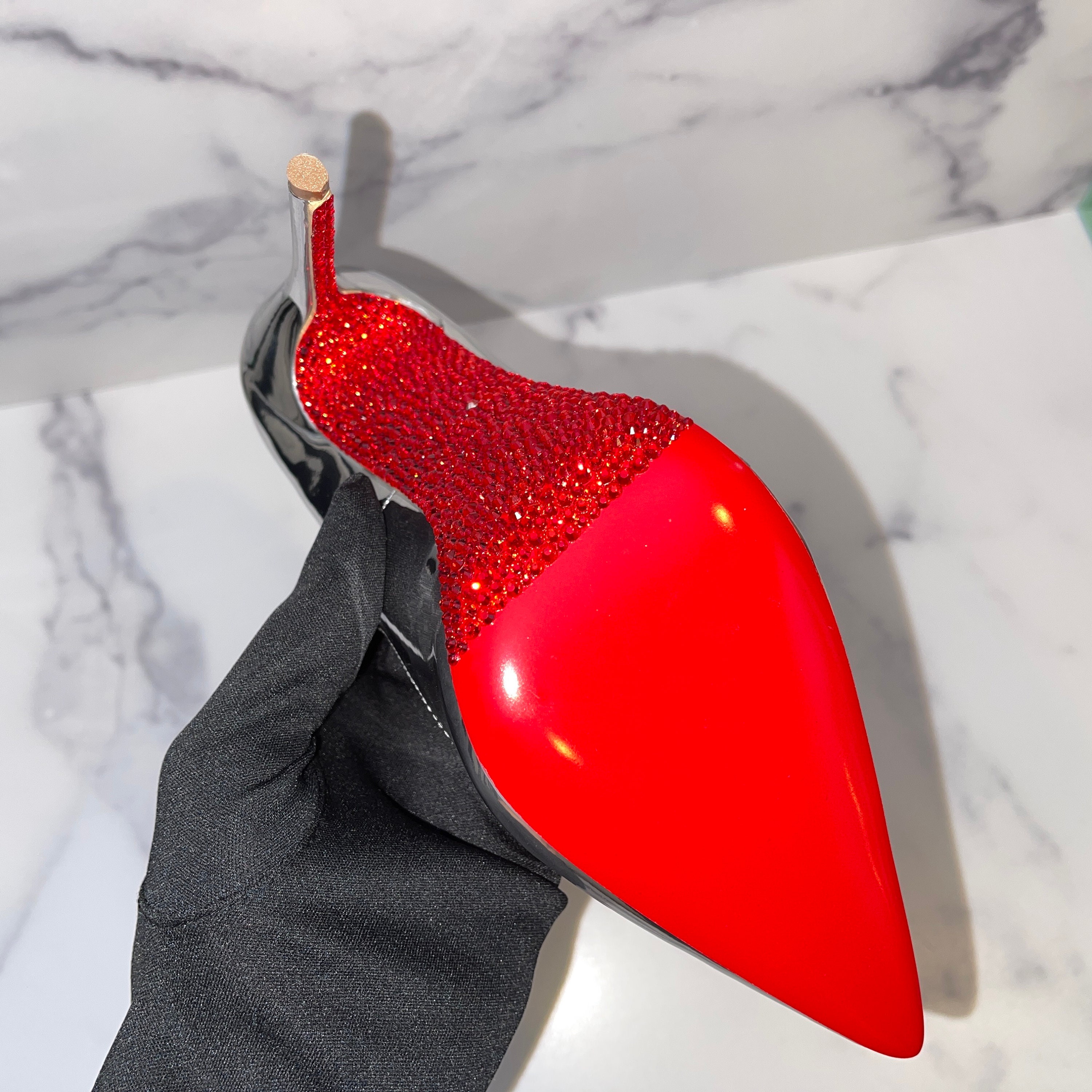 Silver Chrome Crystal Red Bottoms, Stiletto High Heel Pumps | Fashion ...