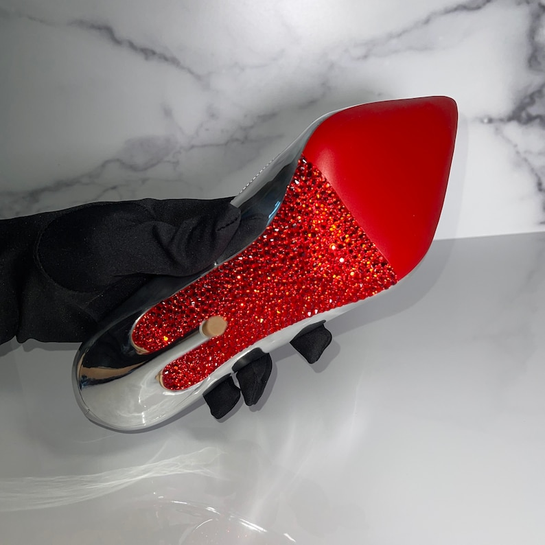 Silver Chrome Crystal Red Bottoms, Stiletto High Heel Pumps | Fashion ...