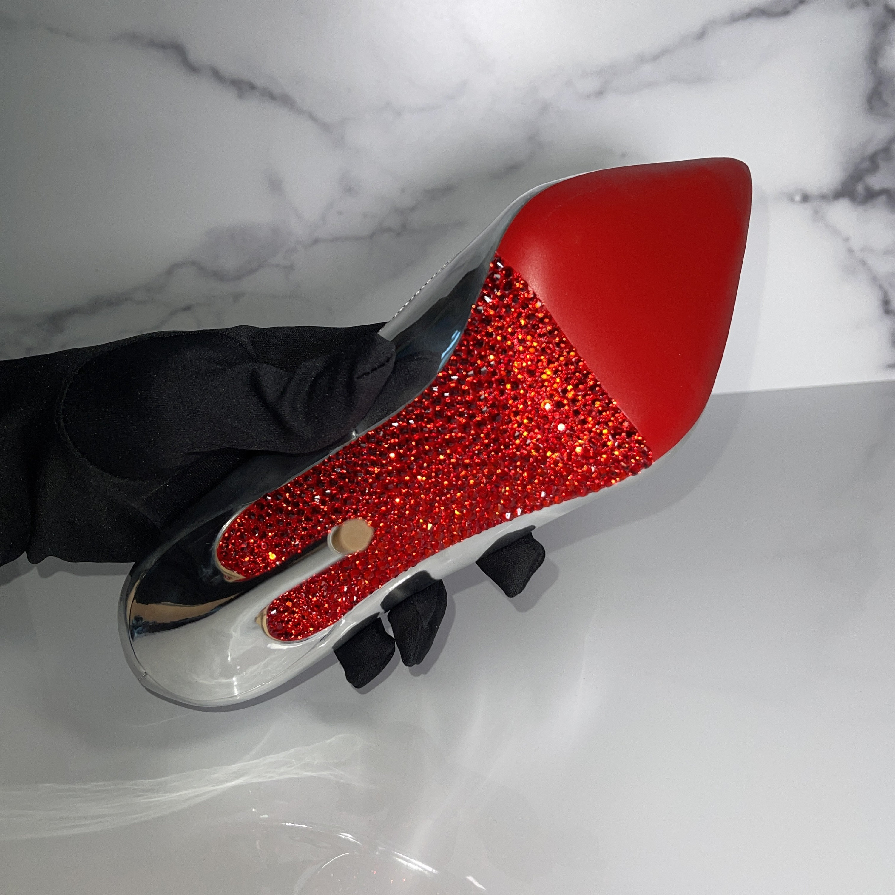Silver Chrome Crystal Red Bottoms, Stiletto High Heel Pumps | Fashion ...