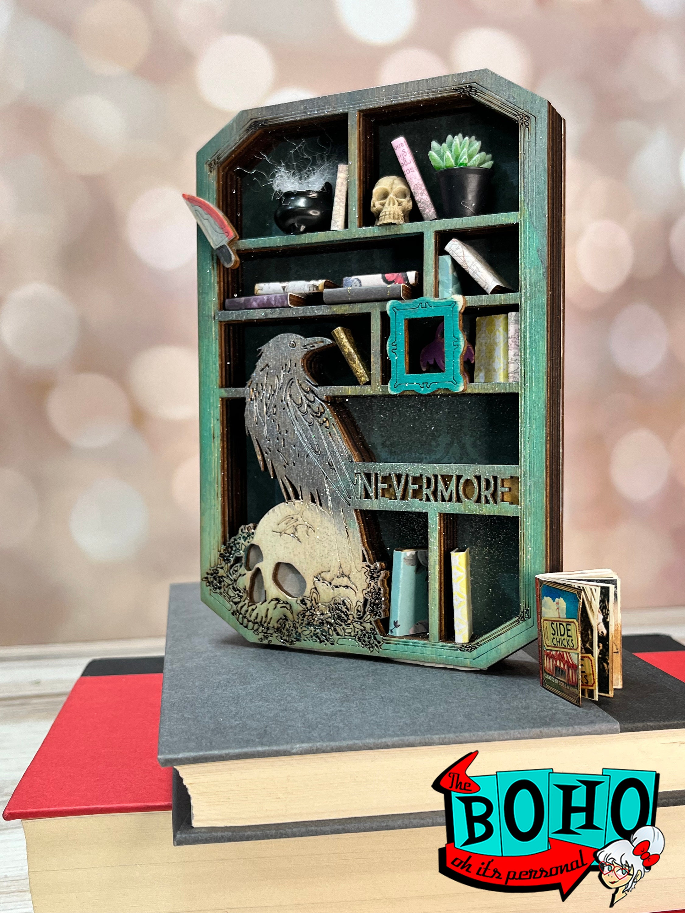 Miniature Bookshelf, Mini Bookshelf, Spooky Miniature Bookshelf, Book ...