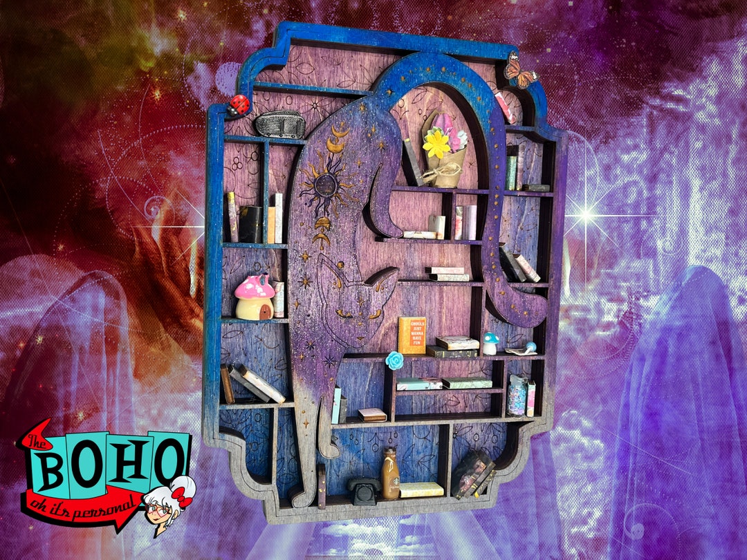 Cat Miniature Bookshelf - Cat Mini Bookshelf - Cat Lover Gift ...