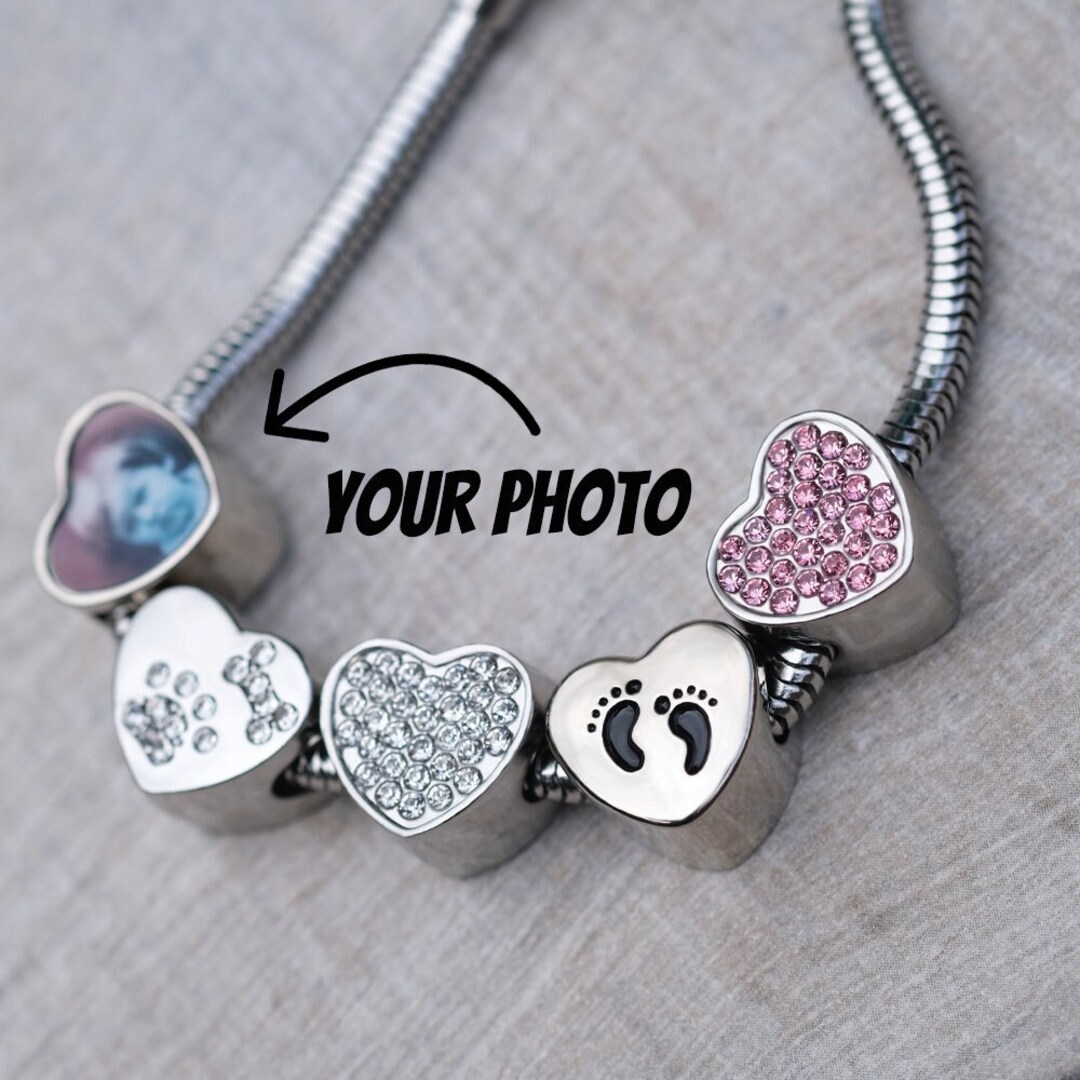 Personalised Photo Charm Fits Pandora Bracelet Bead Memory Gift Custom ...