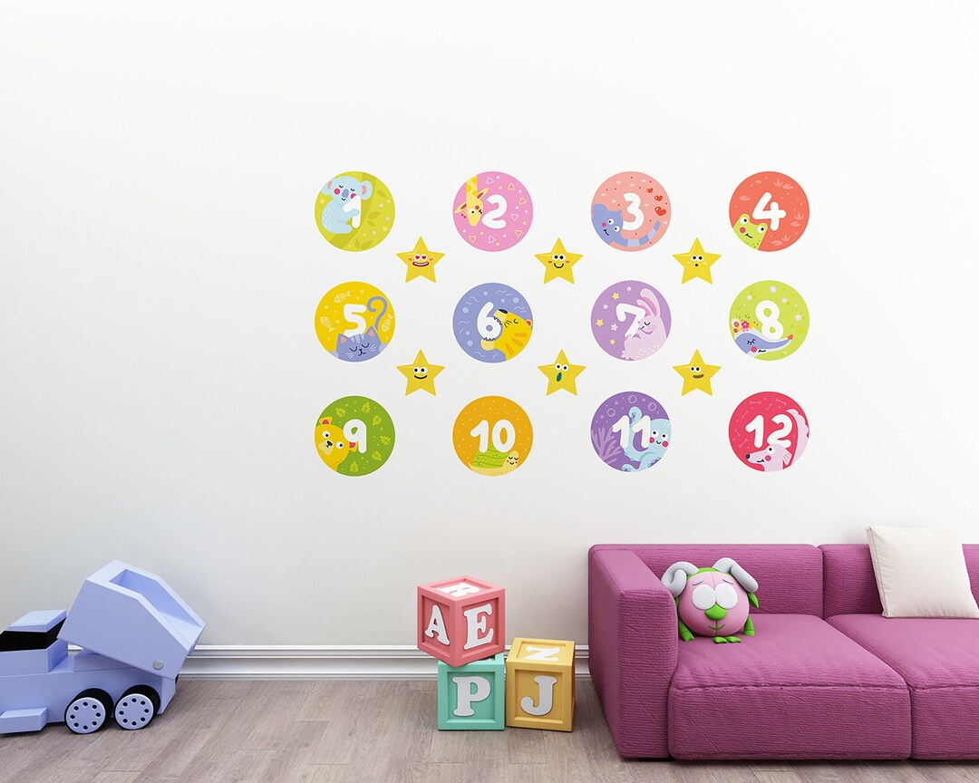 Numbers in Colored Circles Wall Decals Animals Wall Stickers - Etsy