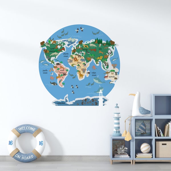 World Wall Decal - Etsy
