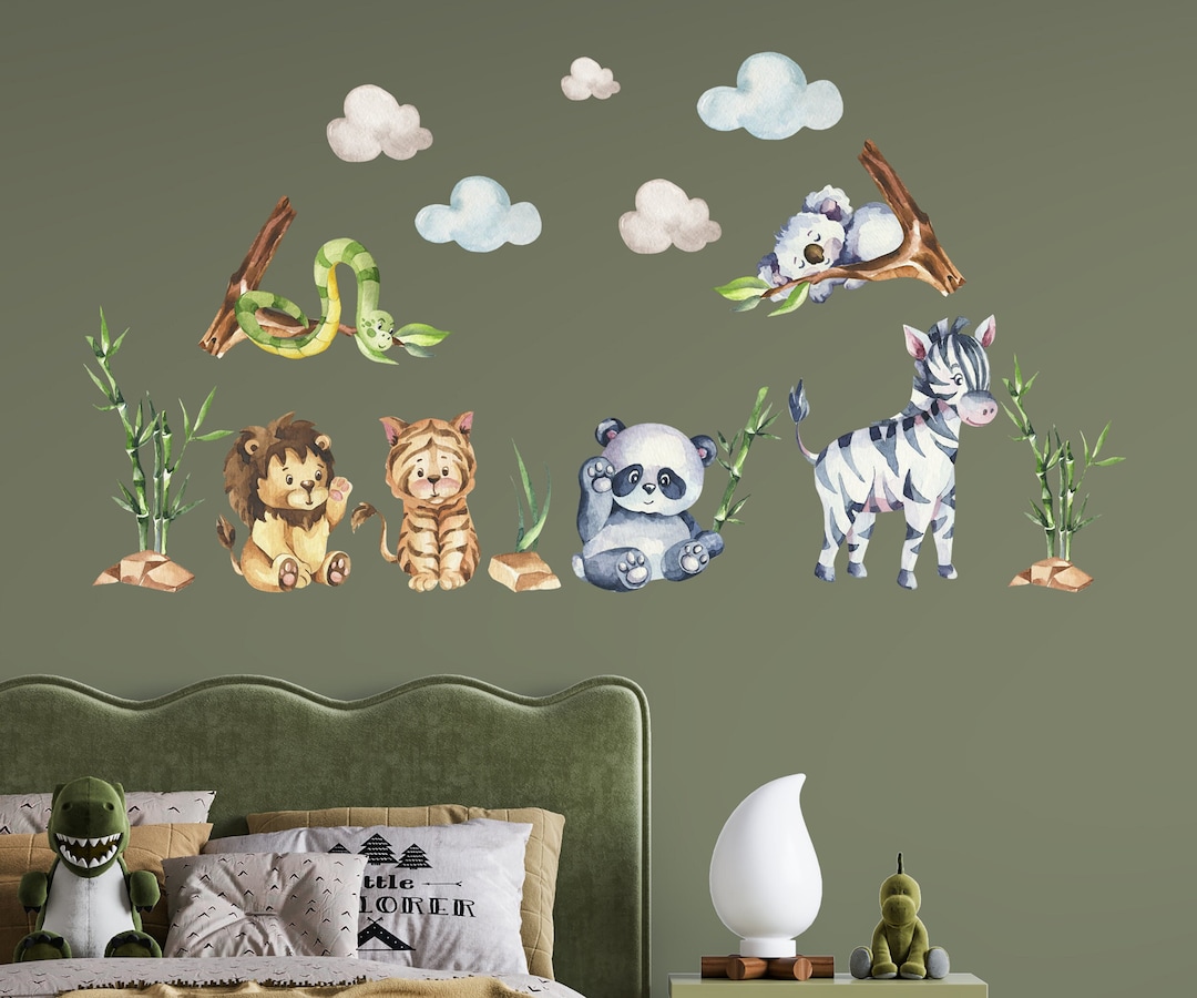 Underdog Safari Animals Wall Decals Kids Room Wall Stickers Nursery ...