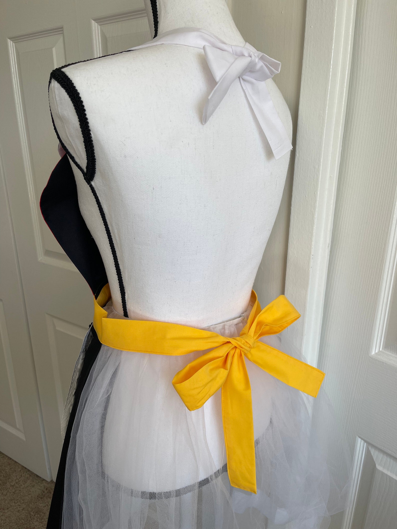 Mickey Mouse Style Apron With Pockets-long Adjustable Ties-with Ruffles ...