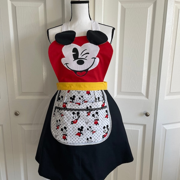 Mickey Mouse Apron With Pockets - Etsy