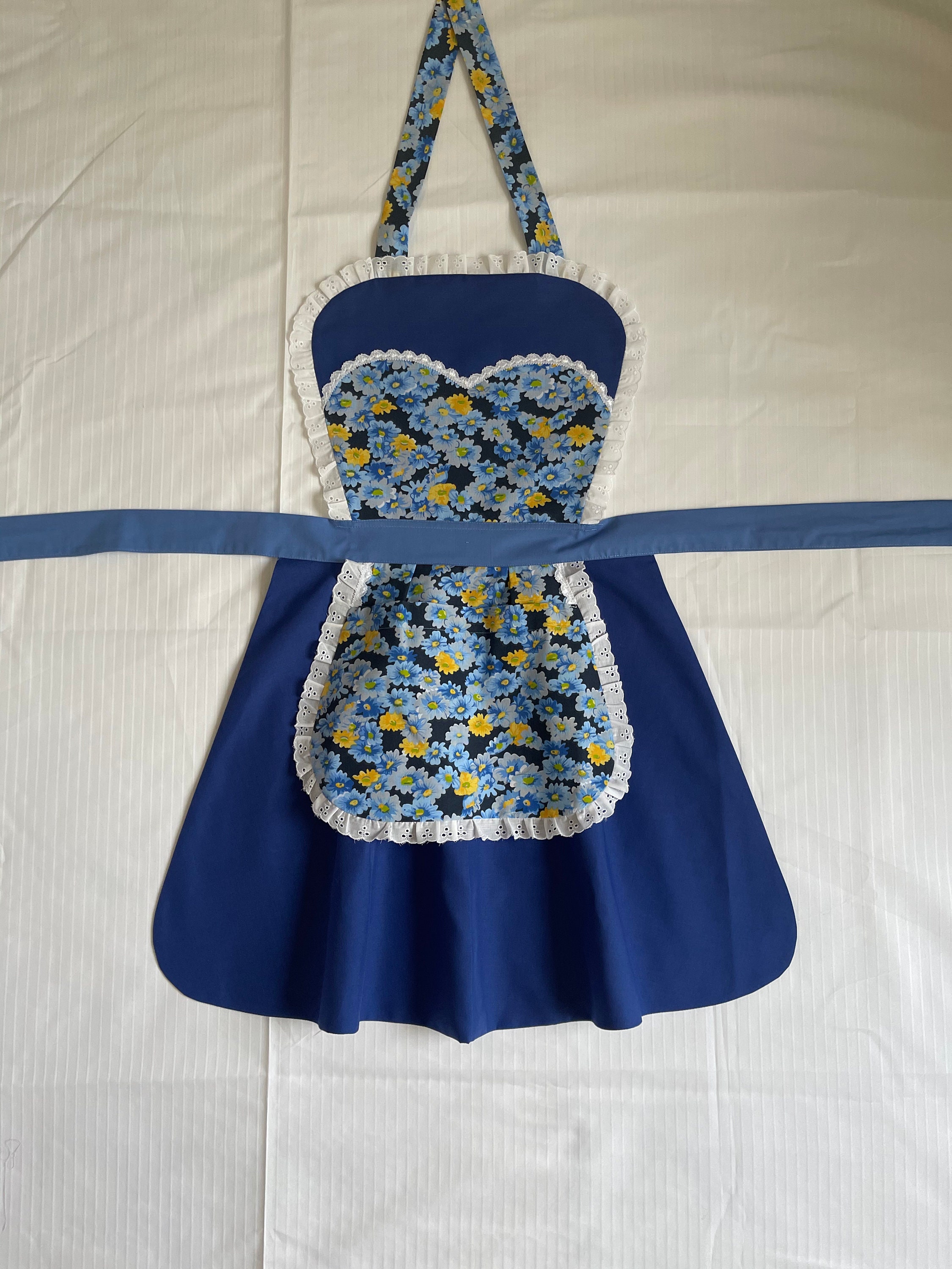 Royal Blue Vintage Style Apron With Pockets Long Adjustable | Etsy