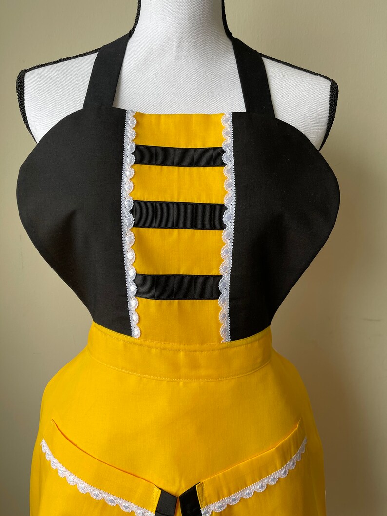 Bumblebee Style Vintage Style Apron With Pockets-long Adjustable Ties ...