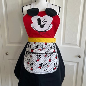 Mickey Mouse Style Apron With Pockets-long Adjustable Ties-with Ruffles ...