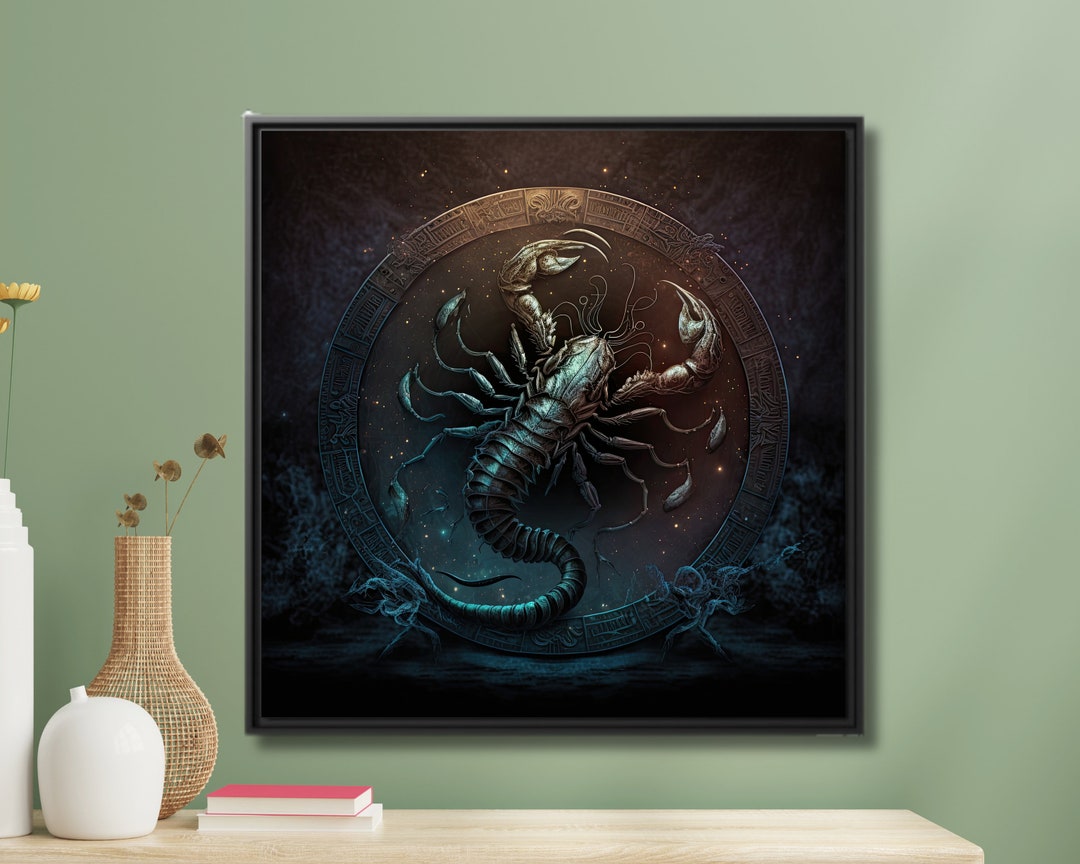 Scorpio Framed Canvas Digital Print, Zodiac Astrology Sign Symbol, Wall ...