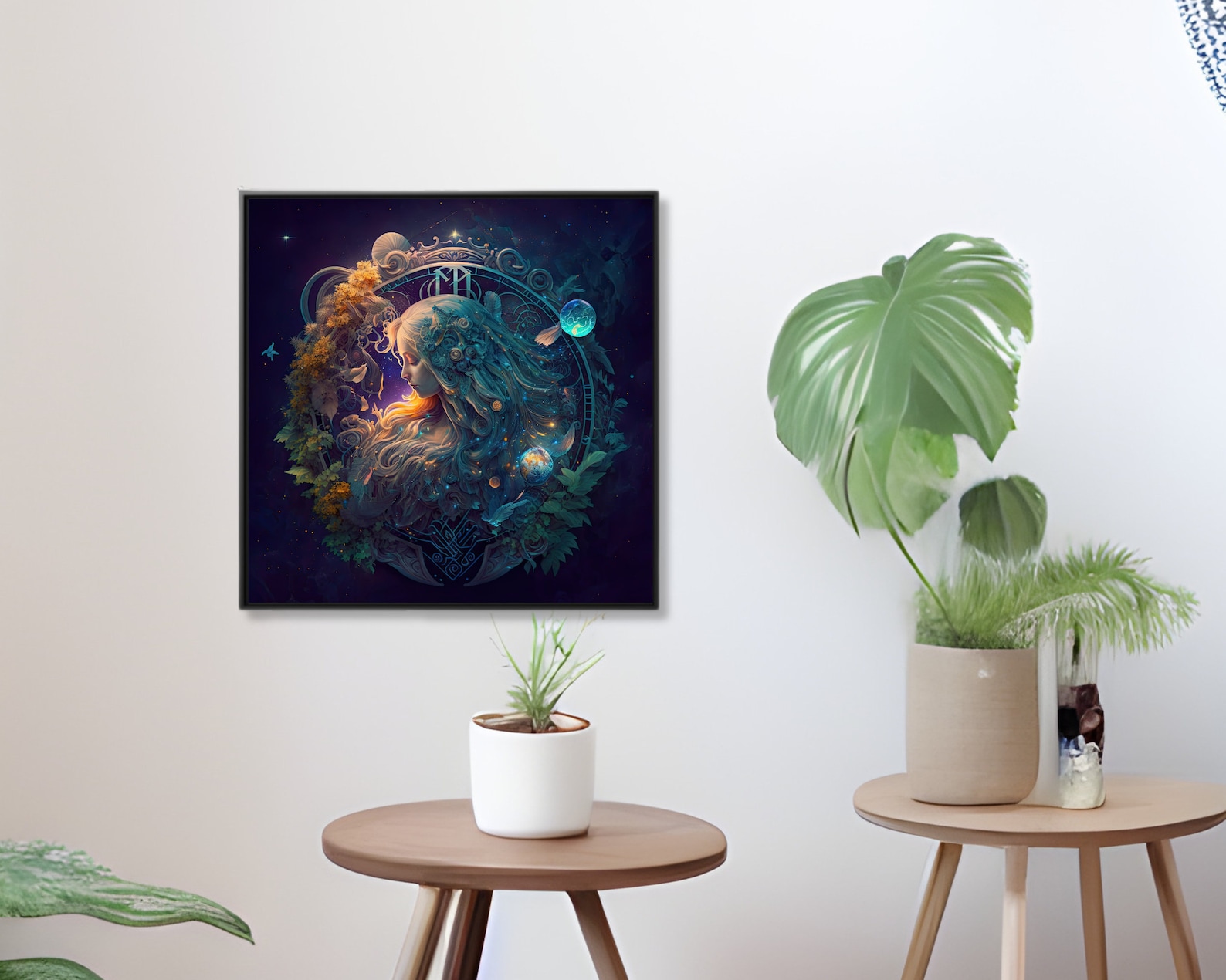 Virgo Astrology Sign, Framed Canvas Digital Print Wall Art, Leo Zodiac ...