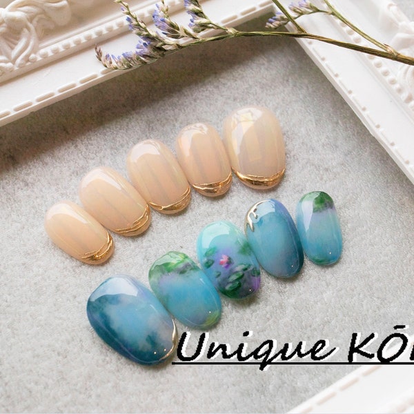Hand Painted Fake Nails - Etsy