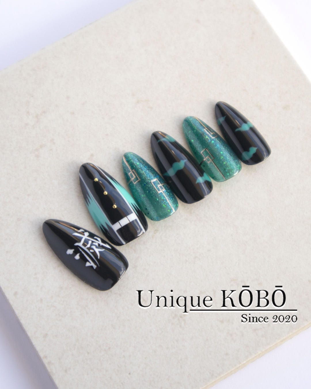 Muichiro-inspired Press on Nails, Hand-painted Anime Set - Etsy