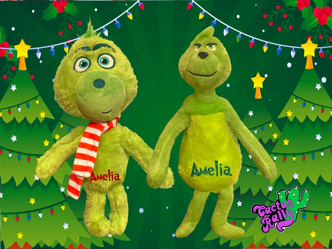 Personalised Grinch Plush Toy, Christmas Eve Box Gift Name Custom - Etsy