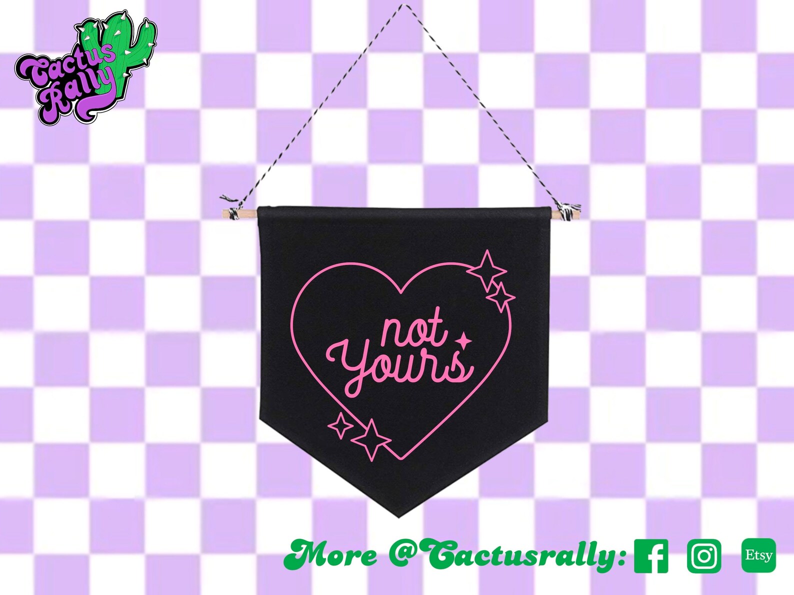 Not Yours Cute Y2K Pink Preppy Varsity Canvas Wall Hanging Wall ...