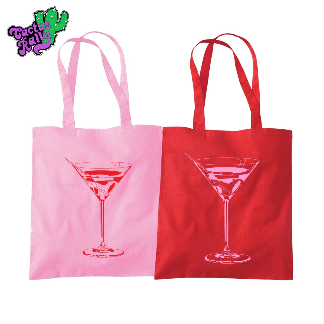 Martini Glass Tote Bag Choose Colours Retro Groovy Boho Reusable ...