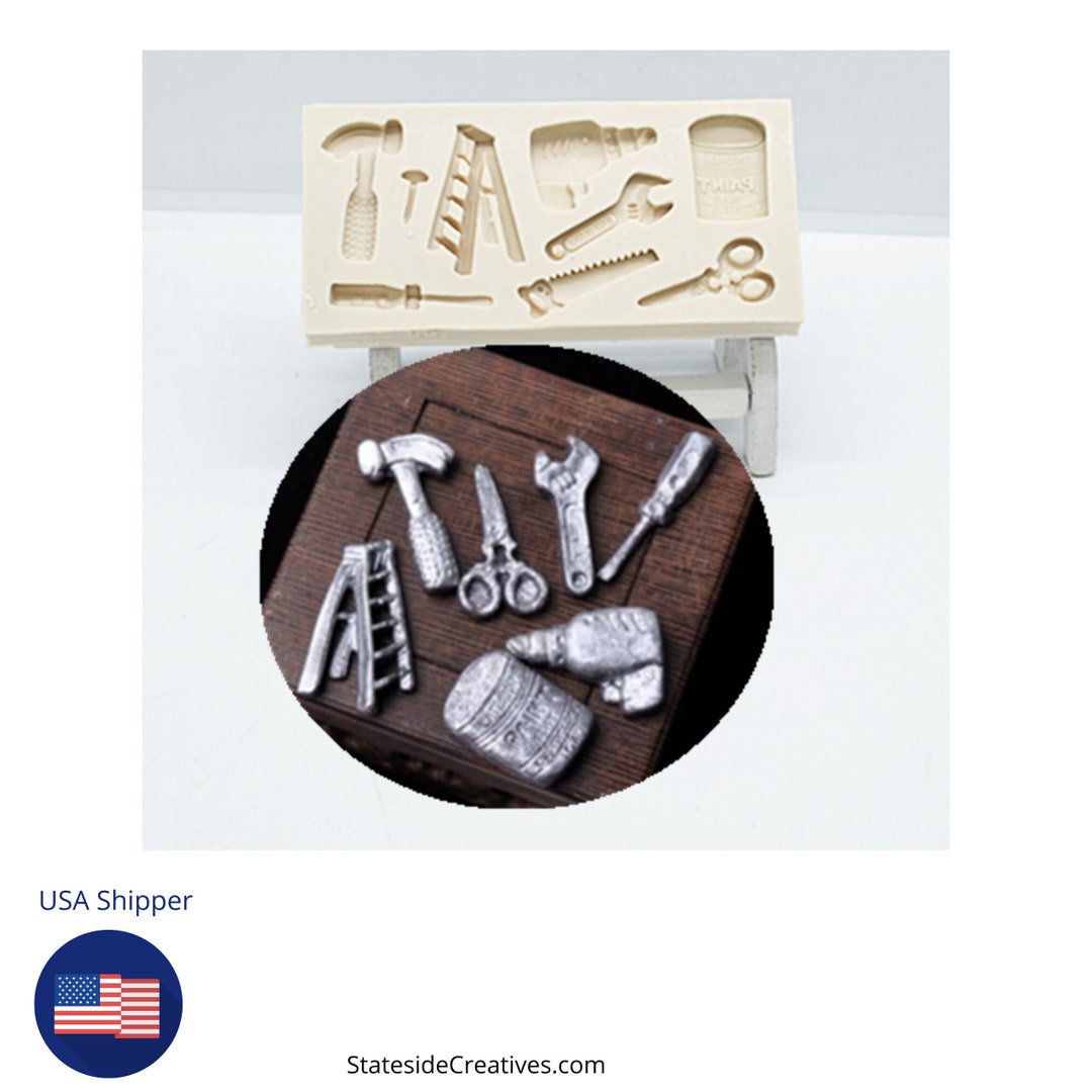 Construction Tools Silicone Mold, Hammer Saw Paint Drill Candy Molds ...