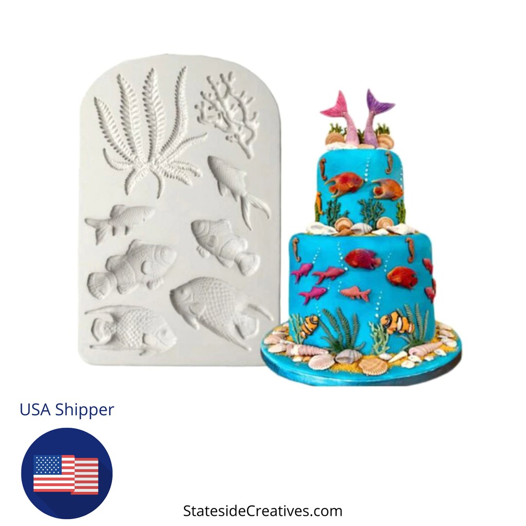 Sea Life Silicone Mold, Salt Water Fish Coral Salt Life Resin Mold ...