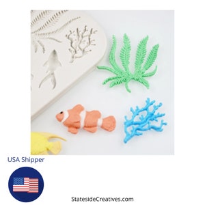 Sea Life Silicone Mold, Salt Water Fish Coral Salt Life Resin Mold ...