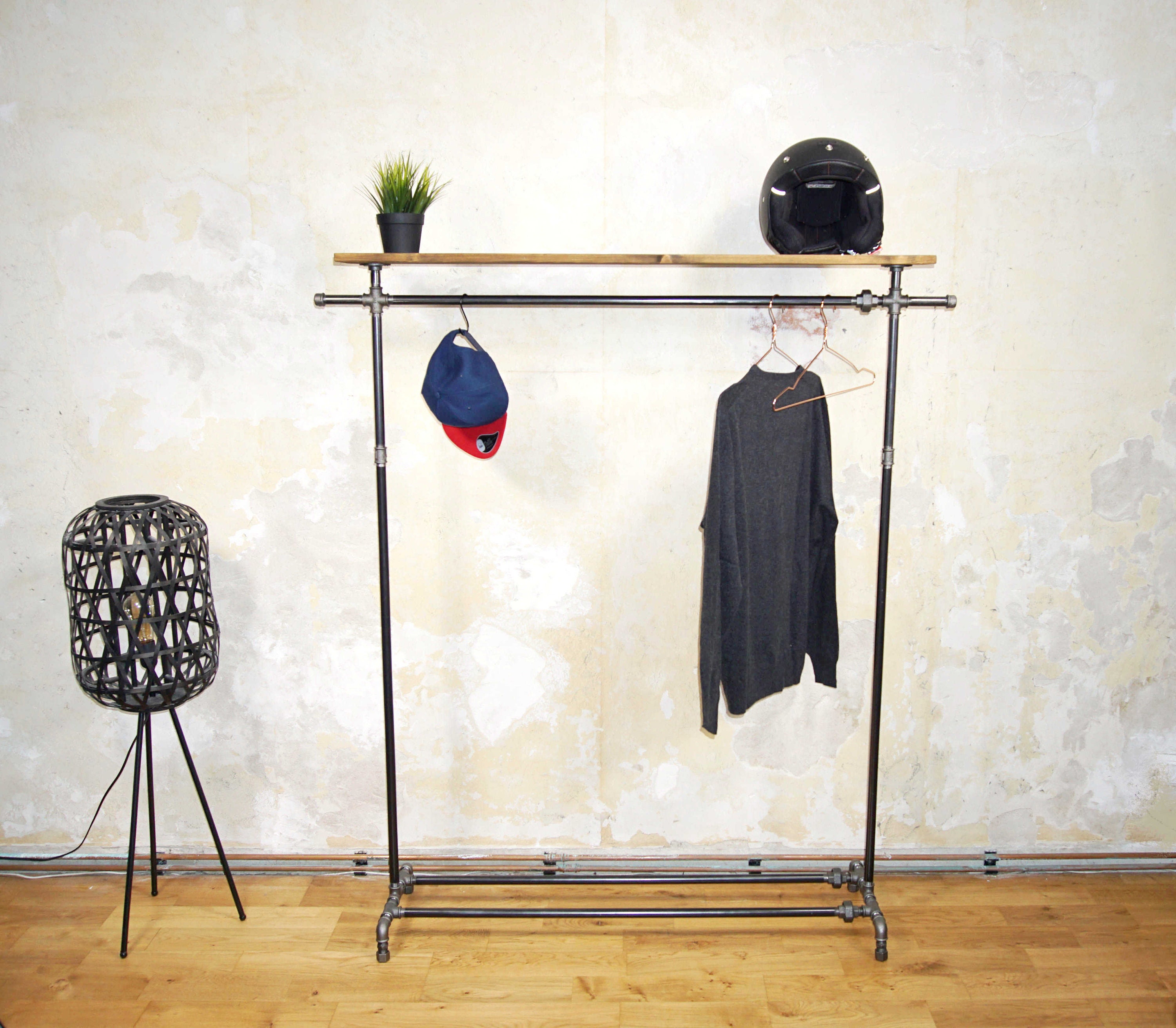 Clothes Rail in Gold Look Wardrobe Clothes Rack Vintage Industrial ...
