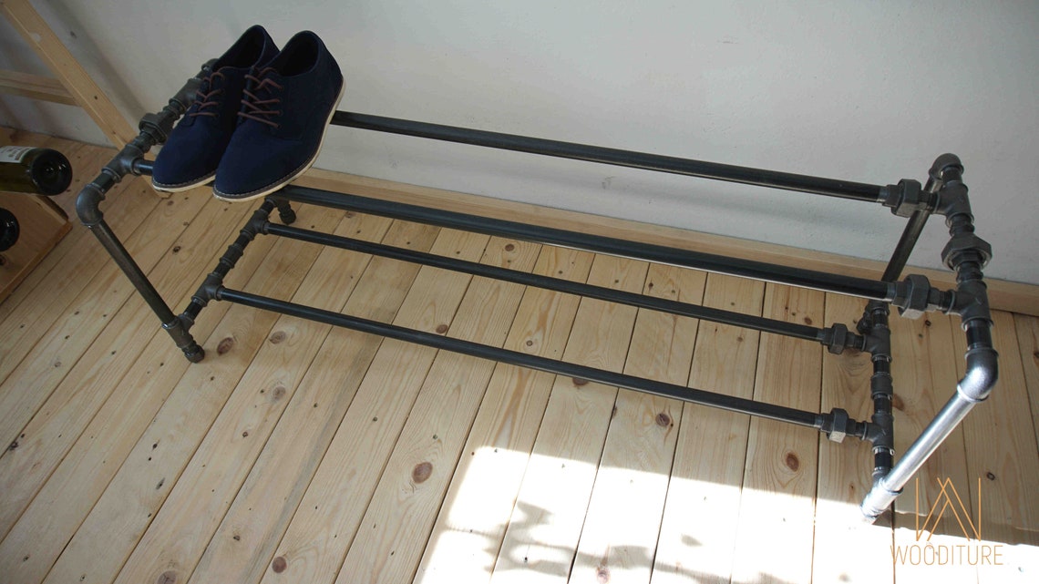 Shoe Rack Vintage Industrial Shoe Rack Steel Tube Iron Tube - Etsy UK