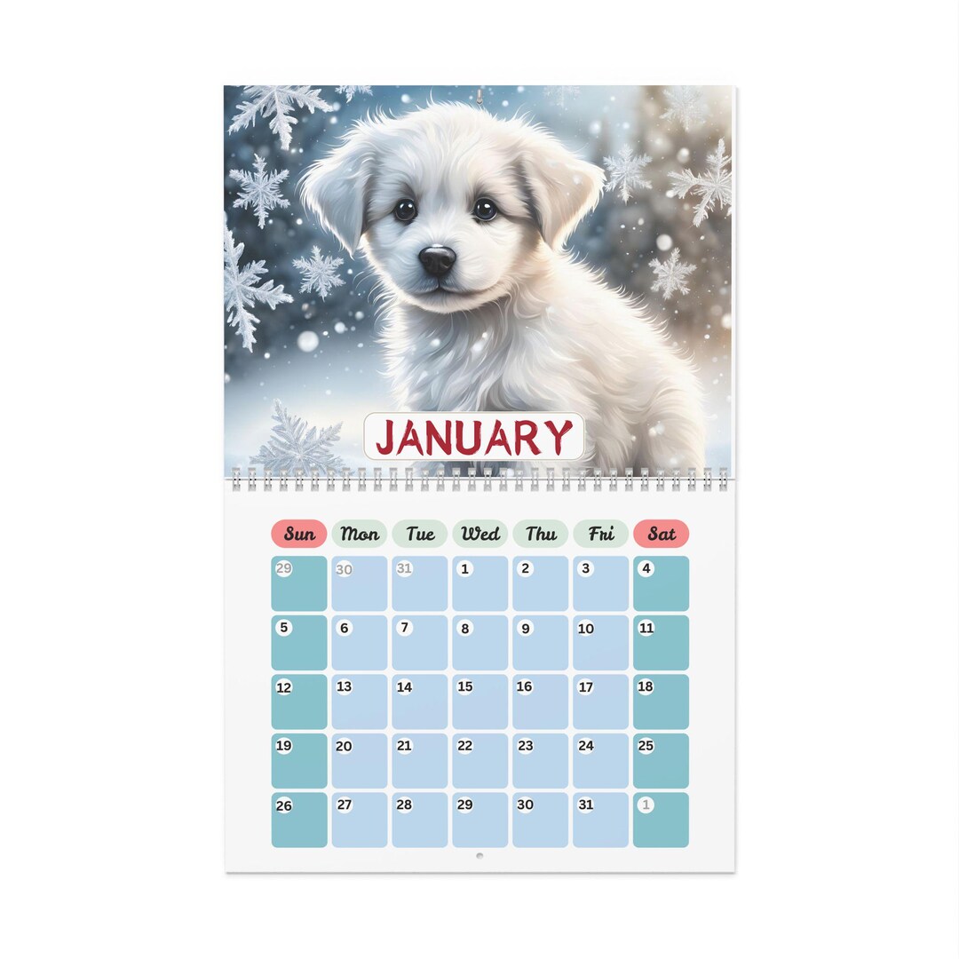 Wall Calendar 2025, Cute Little Puppies, Christmas Gift for Kid, for ...