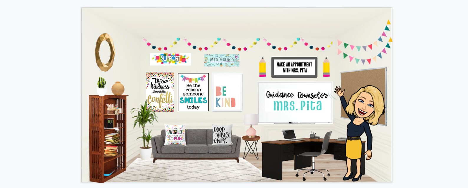 Custom Made Bitmoji Digital Counselor Office Room | Etsy