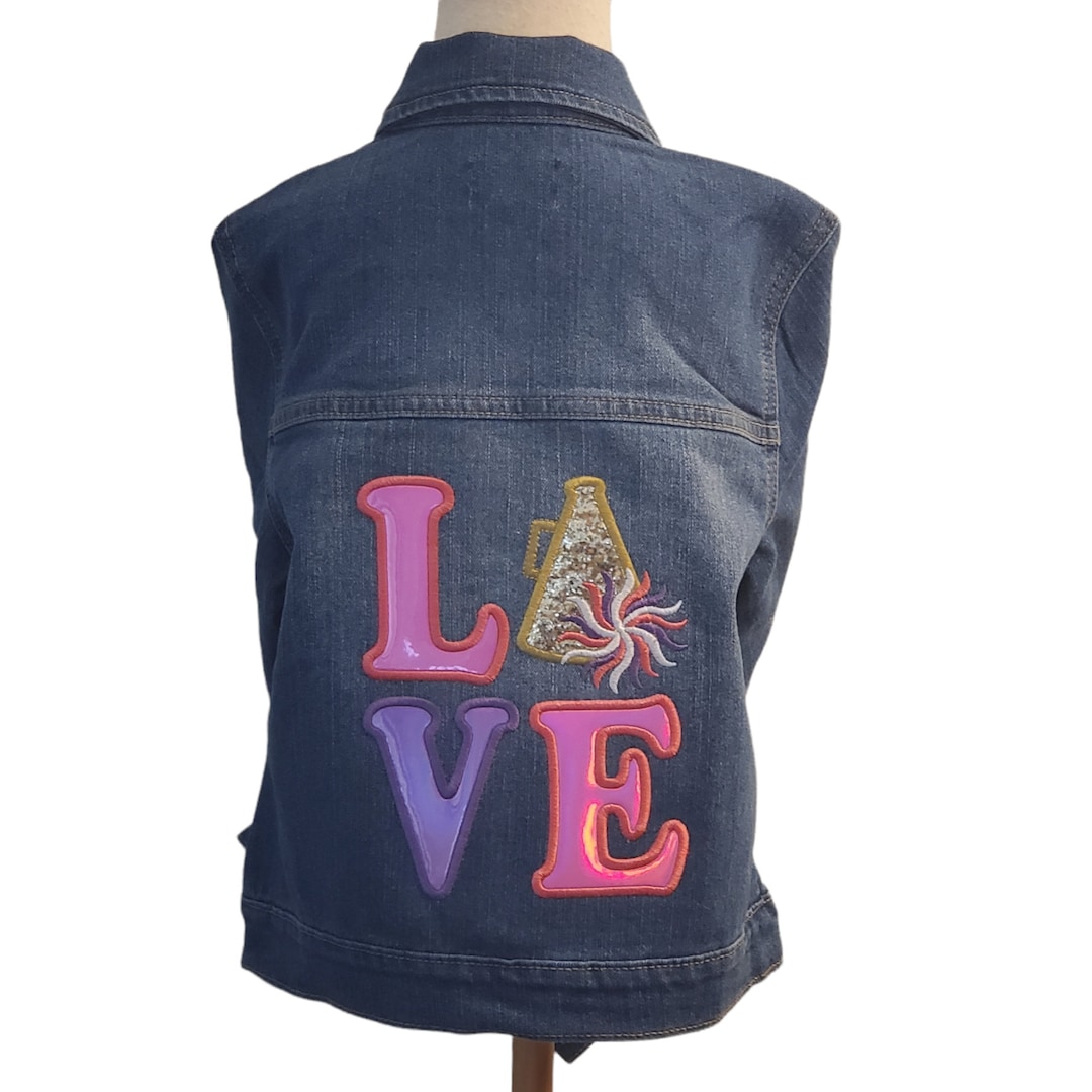 Girls Denim Jacket Cheer Jacket Cheer Love Jacket Custom - Etsy