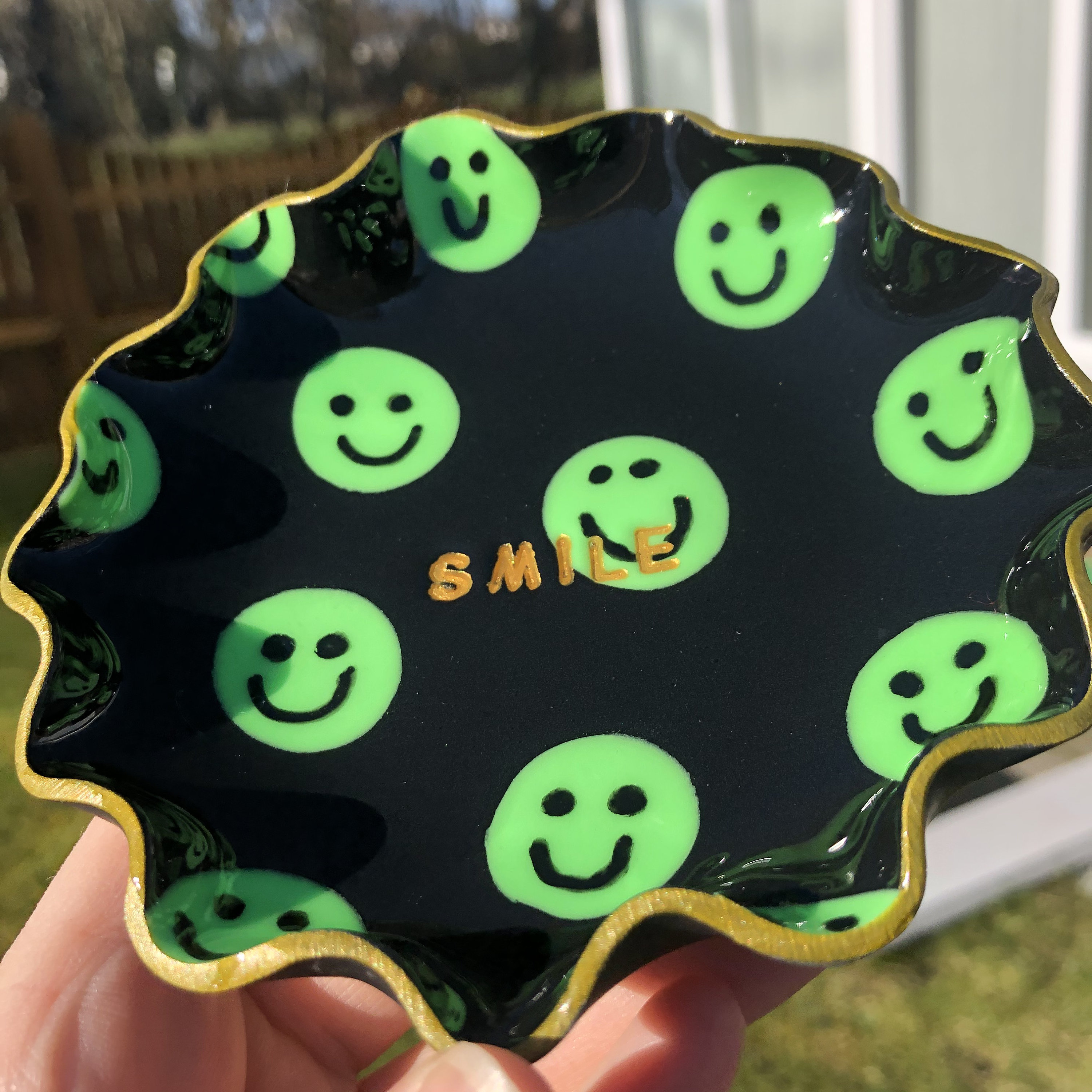 Handmade clay trinket dishes SMILE made to order yellow | Etsy